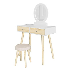 Tidyard Versatile Vanity Set, Large Storing Makeup Vanity Table with Mirror, Drawers, Stool, Bedroom Dresser Table, Writing Desk, White