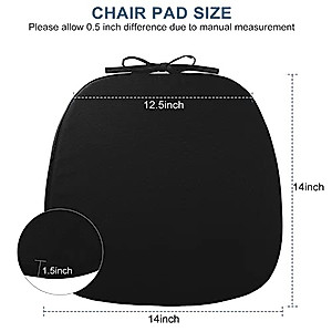 GUEGLSA Outdoor Metal Chair Seat Cushions 14x14 inch, Waterproof Non Slip Dining Chair Pad with Ties, U Shaped Metal Chair Cushion for Patio Home Kitchen Dining Chair, Set of 2, Black