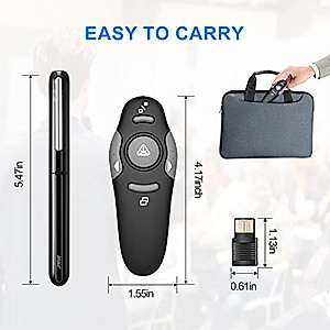 Presentation Clicker Wireless Presenter Remote, PowerPoint Clickers with Laser Pointer, RF 2.4GHz USB Wireless Presenter Clicker for PowerPoint Presentations for Mac/Laptop/Computer