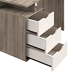 Lavish Home Computer Desk - Contemporary Desk with Attached 3-Drawer File Cabinet - for Home Office, Bedroom, Computer, or Craft Table (White)