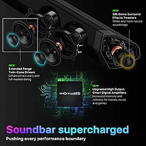 Nakamichi Shockwafe Pro Bluetooth 7.1.4 Channel Dolby Atmos/DTS:X Soundbar with 10" Wireless Subwoofer, 2 Rear Surround Speakers, eARC and SSE Max Technology (New), black