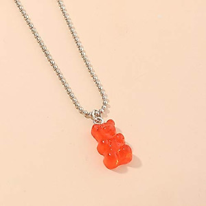 10 Pcs Colorful Resin Gummy Bear Pendant Necklace Cute Transparent Rainbow Candy Color Bear Chain Necklaces Accessories Lovely Twinkling Animal Punk Party Jewelry for Women Gifts