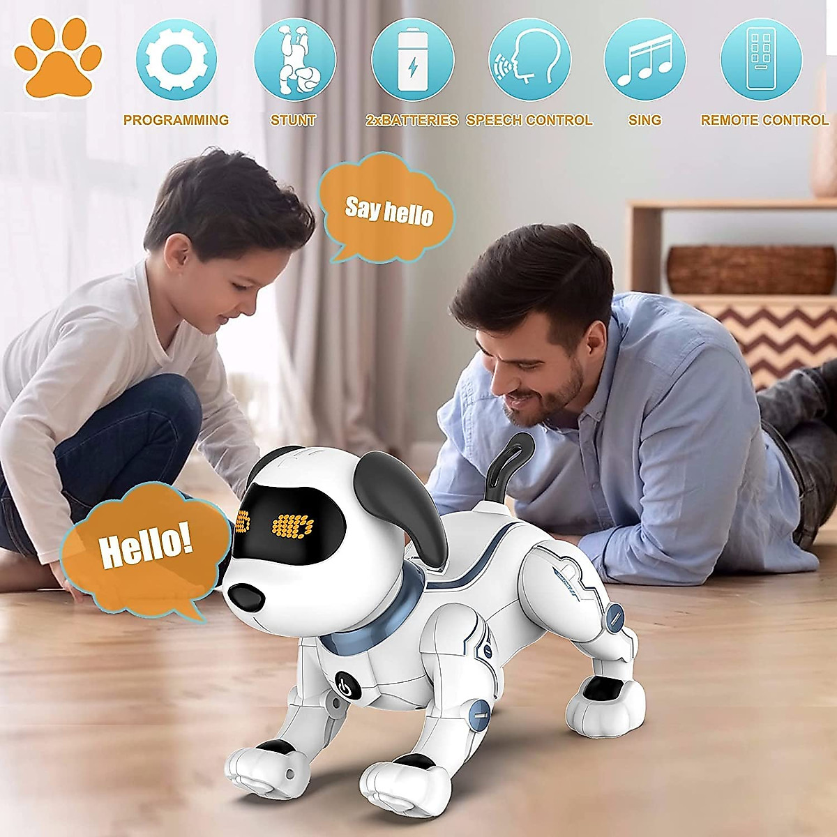 OKK Remote Control Robot Dog Toy for Kids, Programmable Smart RC Puppy, Interactive Voice & Dancing, Electronic Pets Gift