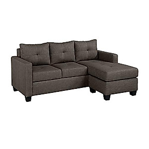 Homelegance Phelps 78" x 58" Fabric Reversible Chaise Sofa, Grayish Brown