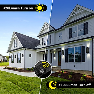 Tesjaso Dusk to Dawn Sensor Outdoor Wall Light Fixtures, LED Square Up and Down Lights, Modern Exterior Patio Lighting Sconce Aluminum IP65 Waterproof Lamp Dual Head NO Bulbs Wall Lantern