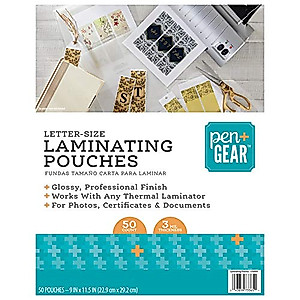 Pen+Gear 50-CT Thermal Laminating Pouches Letter Size 9" x 11.5" | 3 mil Glossy Professional Finish