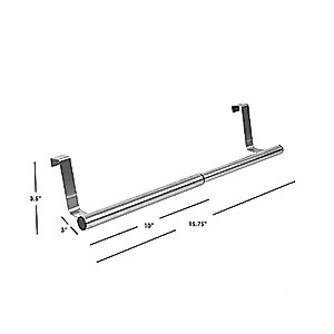 Home Basics, Chrome Cabinet Door Quick Install Hanging Modern Expandable Steel, Storage and Display Rack for Hand, Dish, and Tea Towels