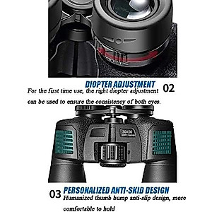 30X50 High Power HD Durable Professional Waterproof Binoculars - BAK4 Prism FMC Lens for Bird Watching Hunting Outdoor Concerts