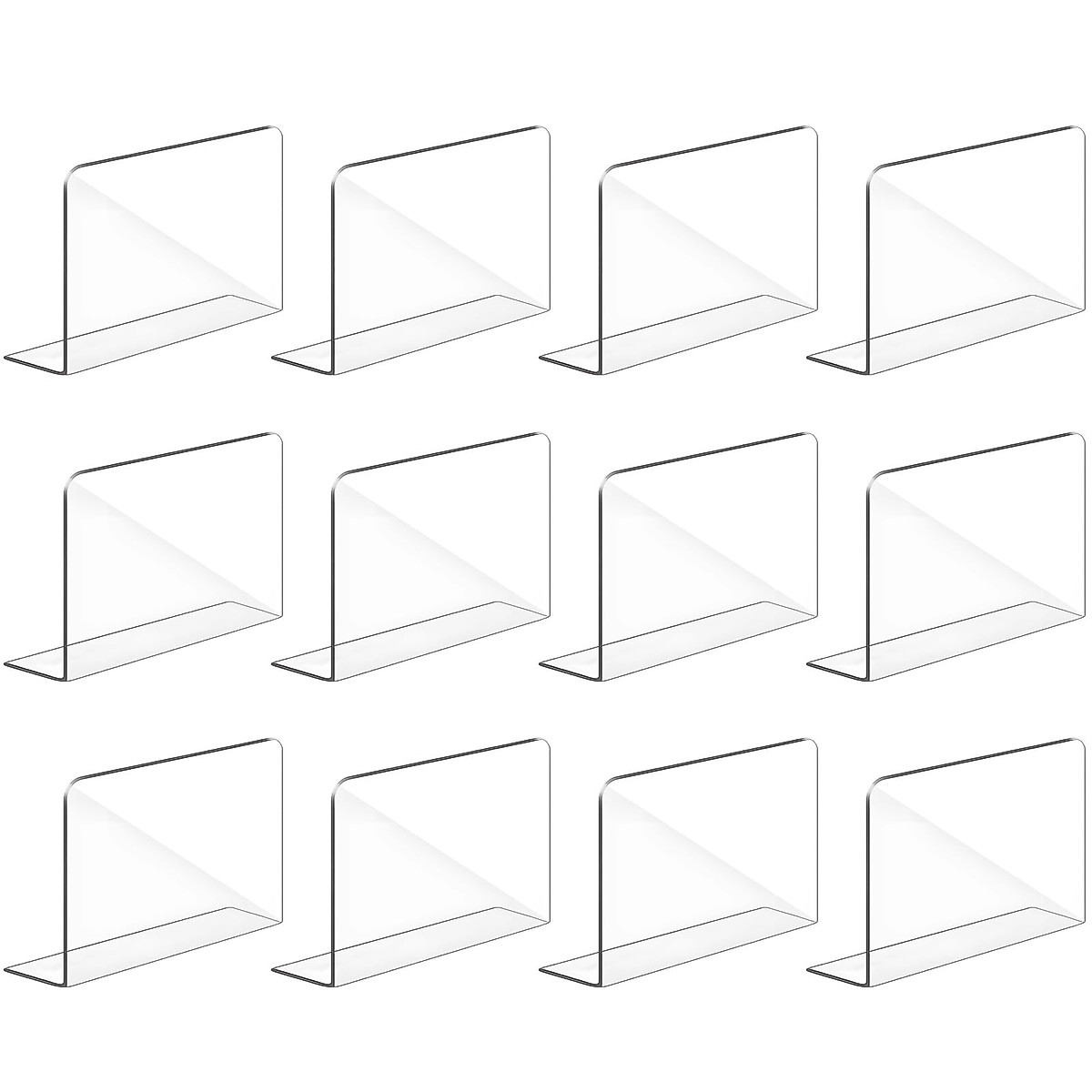 12 Pack Shelf Dividers for Closet Organization, Clear Plastic Shelf Dividers for Closets, L-Shaped Shelf Separators, Adjustable Dividing Board for Clothes, Handbags, Books, 12 x 4 x 10 Inch