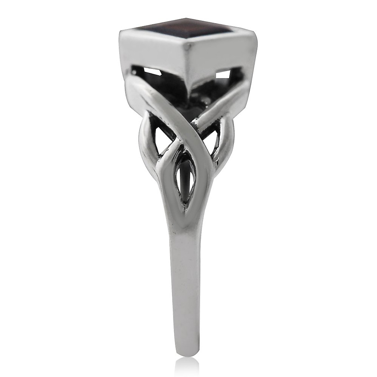 Silvershake 1.37ct. Natural Garnet 925 Sterling Silver Celtic Knot Solitaire Ring Size 9