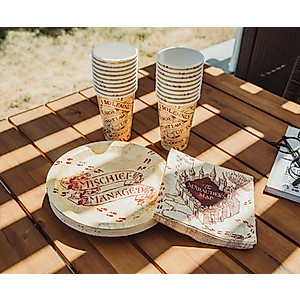Silver Buffalo Harry Potter Mischief Managed Party Tableware, Paper Plates Cups Napkins Party Pack Set, 60 Piece,Yellow