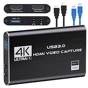 DIGITNOW Audio Video Capture Card,4K HDMI USB 3.0 Capture Adapter Video Converter 1080P 60fps Portable Capture Device for Video Game Recording Live Streaming Broadcasting,Support PS4 Xbox One Camera