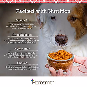 Herbsmith Pure Krill - Wild-Caught Antarctic Krill - Just 1 Ingredient - Astaxanthin for Dogs - Ready-to-Use Omega 3s – Alternative to Krill Oil for Dogs - 75g