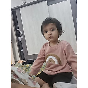 Kulcerry Infant Baby Boy Girl Rainbow Sweatshirt Crewneck Pullover Sweater Long Sleeve Shirt Fall Winter Clothes (Pink, 9-12 months)