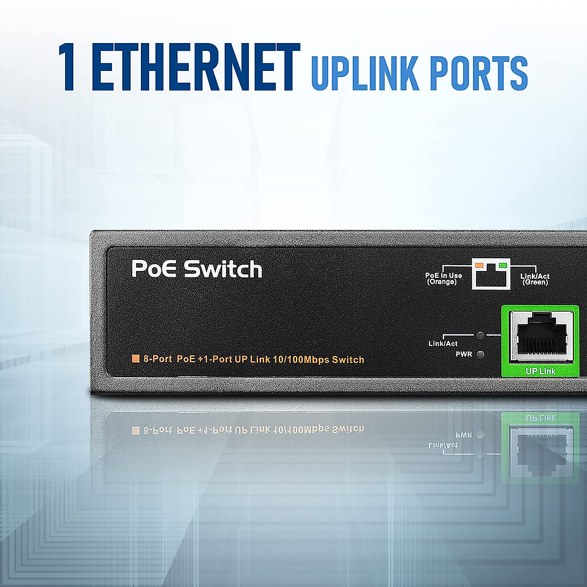 BV-Tech 9 Port PoE+ Switch (8 PoE+ Ports | 1 Uplink Port) – 120W – 802.3af/at