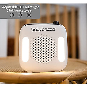 Baby Brezza Adjustable Baby Sound Machine and Night Light with 18 Sounds – Small, Portable Design for Easy Travel or Crib Use – Includes Lullaby, Nature, White Noise, Waves + More – USB Powered