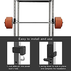SELEWARE J Hooks for Power Rack, Heavy Duty Barbell J Cups for 2" x 2" Tube Squat Rack with 1" Hole, 1500lbs Capacity, Set of 2
