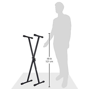 Amazon Basics Classic Adjustable Keyboard and Piano Single-X-Shape Stand, Black
