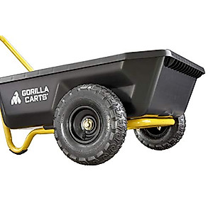 Gorilla Carts GCR-4 4 Cu. Ft, 300-pound Capacity, Poly Yard Cart, Black/Yellow