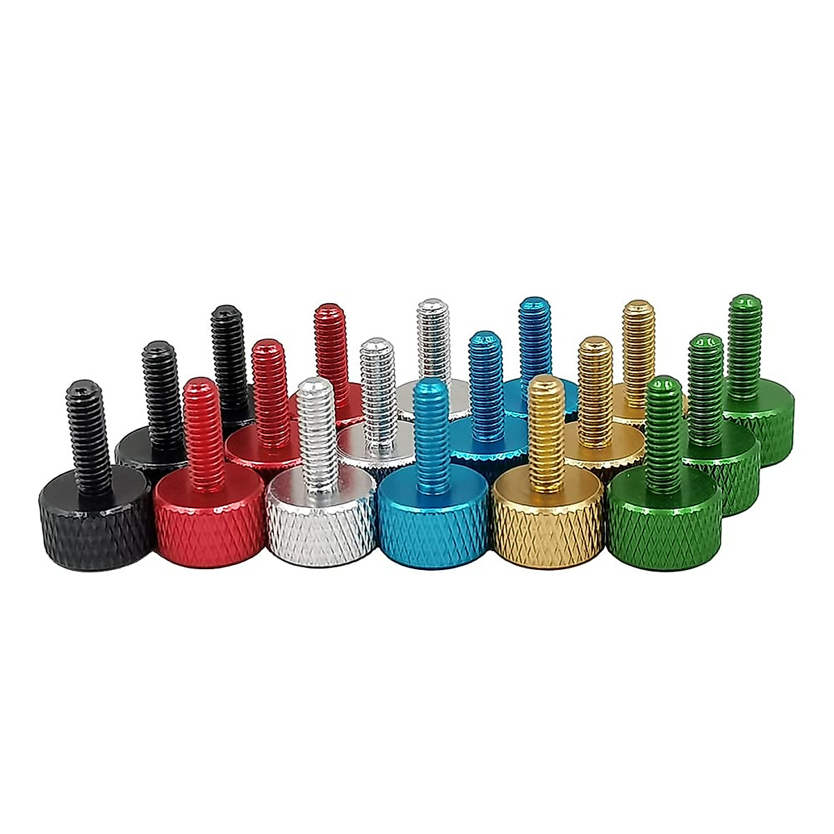 M4 Aluminium Knurled Thumb Screws Multicolor 20pcs (M4 x 6 mm, Black)