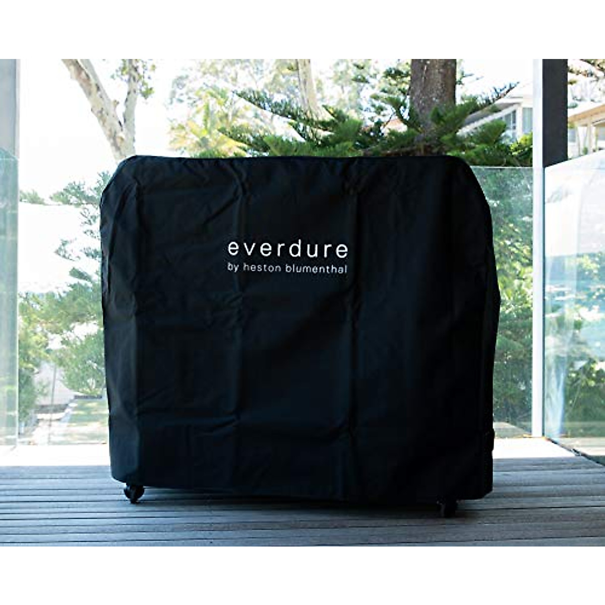Everdure Indoor/Outdoor Furniture Cover for Mobile Prep Kitchen, Long Cover with Drawstring Closure, Waterproof Lining and 4 Season Outdoor Kitchen Island Protection, Black, 40.55”L x 22.2”W x 33.5”H