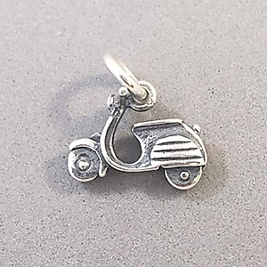 Scooter .925 Sterling Silver 3-D Charm Pendant Motorized Bike Moped Vespa Vehicle New vh17