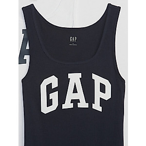 GAP Womens Ribbed Tank Top Cami Shirt, Navy Uniform V2 Logo Pack, Medium US
