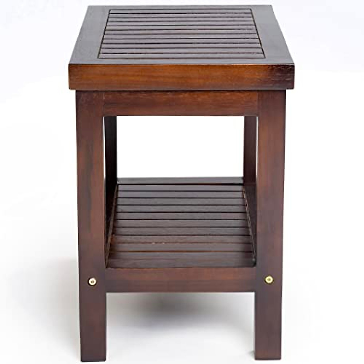 ALA Teak Classic 24 Teak Wood Shower Bath Spa Waterproof Stool Bench with Shelf Brown