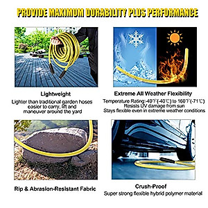 Macuvan Garden Hose 25 ft Heavy Duty-Water Hose with 9 Way Spray Nozzle and Flexible 4 Layers Hybrid-3/4’’ Nickel Plated Brass Fittings-5/8’’ Inner Core-Lead-Free Outdoor Durable Lightweight Pipe Set