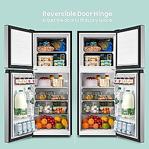 COMFEE' CRM45D3AST Cu Ft Double Door Refrigerator, 4.5 Cuft, Silver