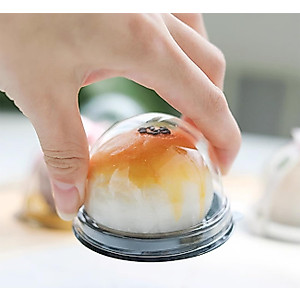 Fengirl 100 Set Clear Plastic Mini Cupcake Boxes Muffin Pod Dome Muffin Single Container Box for Chocolate Covered Cookies, Muffins, Mooncakes and Other Mini Desserts (Black, Gold)