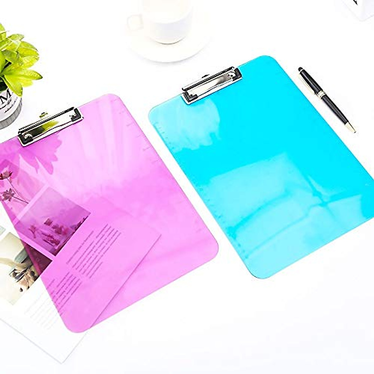 TGRTY Office Supply Clipboard A4 Acrylic Clipboard Transparent Writing Drawing Office Pads Paper Exam Storage Clip Board Stationery for School Supplies Durable Low Profile Clip (Color : Blue 1pc)