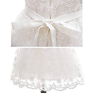 Meiqiduo Baby Girls Lace Christening Baptism Gowns Dresses with Bonnet