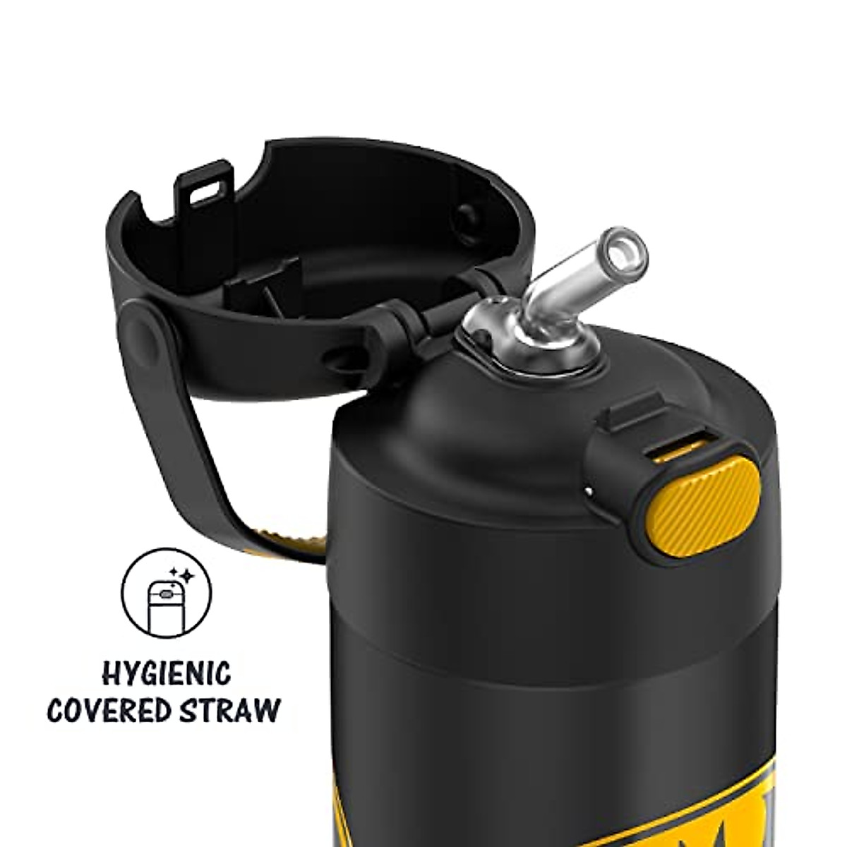 THERMOS FUNTAINER 12 Ounce Stainless Steel Vacuum Insulated Kids Straw Bottle, Batman & FUNTAINER 10 Ounce Stainless Steel Vacuum Insulated Kids Food Jar with Spoon, Batman