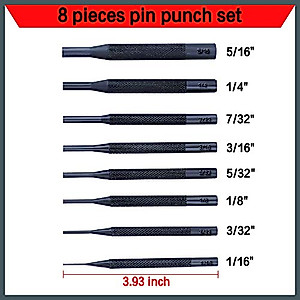 HORUSDY 8 Pieces Pin Punch Set, Kit Removing Repair Tool with Holder for Automotive, Watch Repair,Jewelry and Craft