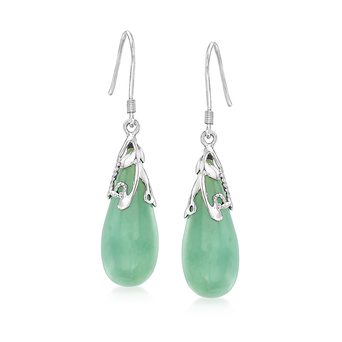 Ross-Simons Jade Teardrop Earrings in Sterling Silver