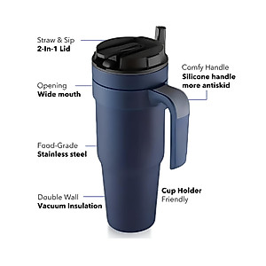 Sama Goods Cafeteria Coffee Mug with Handle for Hot and Cold Drinks, Travel Mug (auter space blue), 40 OZ, FC094