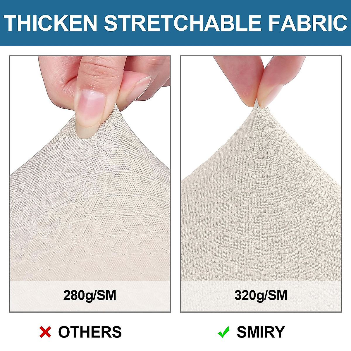 smiry Stretch Jacquard Seat Covers for Dining Room Chairs Set of 4, Removable Washable Chair Seat Protector Slipcovers, No Rear Covers, Beige