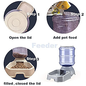 Nabipaw Pet Cat and Dog Automatic Feeder and Water Dispenser 3.8 L with Travel Supply Feeder and Water Dispenser for Dogs Cats Pets Animal (Gray)