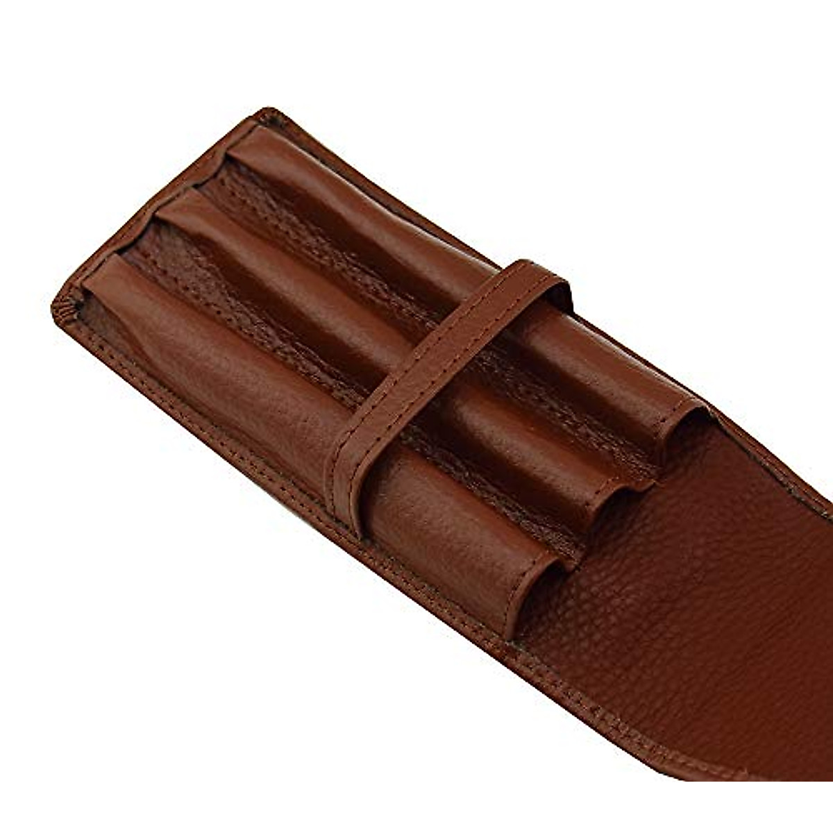 Coffee Leather Fountain Pen Case Pouch 3 Separate Slot Pen Organizer Carrying Holder