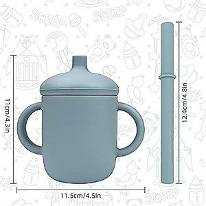 AiHeart Training Cup 5oz Sippy Cup Kids Silicone Toddler Cup Baby Silicone Cup with Silicone Handle、Leak-proof Lid and Silicone Straws BPA-free/For Infants and Kids(Yellow、Blue)