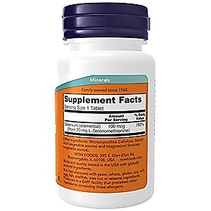 NOW Supplements, Selenium (L-Selenomethionine) 100 mcg, Essential Mineral*, 100 Tablets