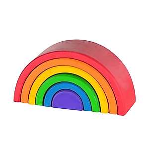 Chitrani Rainbow Stacker 6 Piece - Nesting Wooden Waldorf Blocks, Elements of Nature