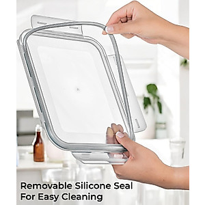 Razab 14 Cup/ 112 oz LARGE Glass Food Storage Container Locking Lid. For Storing food, Vegetables or Fruits. Baking Casserole, Lasagna, Baking, Roasting chicken & lot of other tasty Food BPA Free