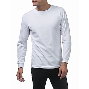 Pro Club Men's Comfort Cotton Long Sleeve T-Shirt, Snow White, Medium