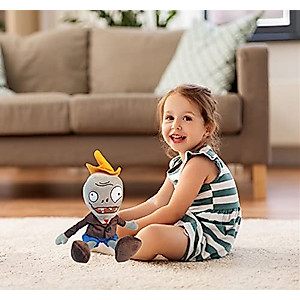 JHESAO 12" PVZ Plush Conehead Zombies Brown Coat Toys PVZ 1 2 Stuffed Soft Doll Roadblock Conehead Zombie New