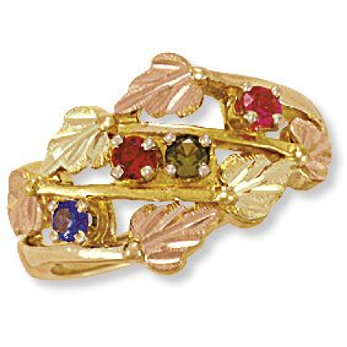 10K Black Hills Gold Mothers Ring by Landstroms - Customize from 2-6 2.5MM Genuine Birthstones