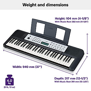 Yamaha YPT270 61-Key Portable Keyboard With Power Adapter (Amazon-Exclusive),Black