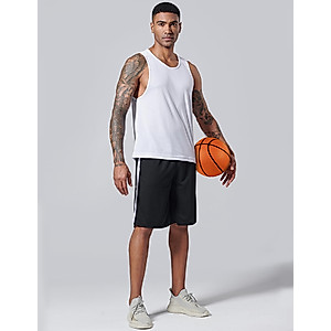 Pack of 5 Men's Athletic Basketball Shorts Mesh Quick Dry Activewear with Pockets (Set 3, Small)
