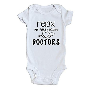 TwentyFourDoves Relax My Parents are Doctors Onesie 3-6 Month, Doctor Baby Onesie, Doctor Parents Gift, Baby Gift